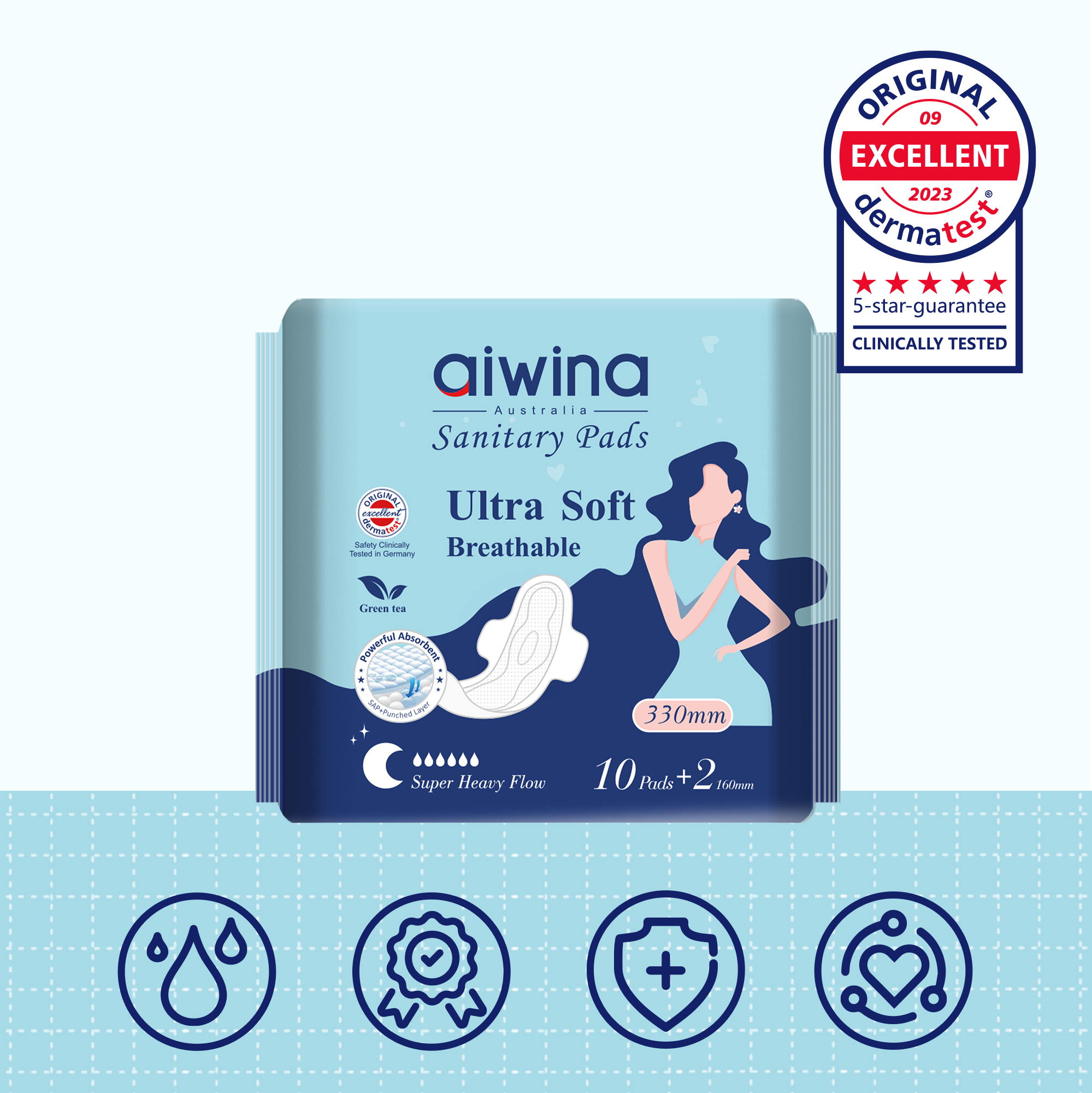 Ultra Soft Breathable Extra Long Sanitary pads—Blue – Aiwibi Ghana